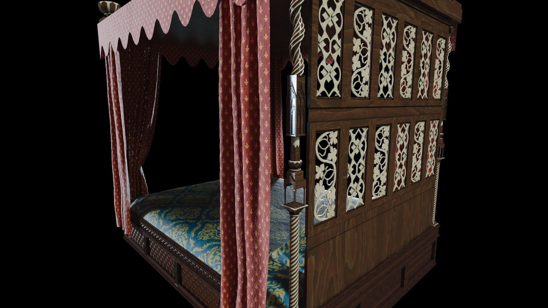 Royal Medieval Canopy Bed 3D model | CGTrader