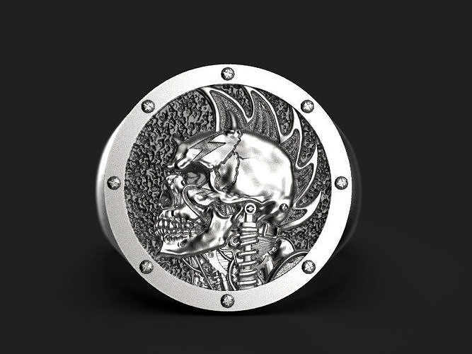 punk skull ring printable jewelry 3D print model 3D print model 3D ...