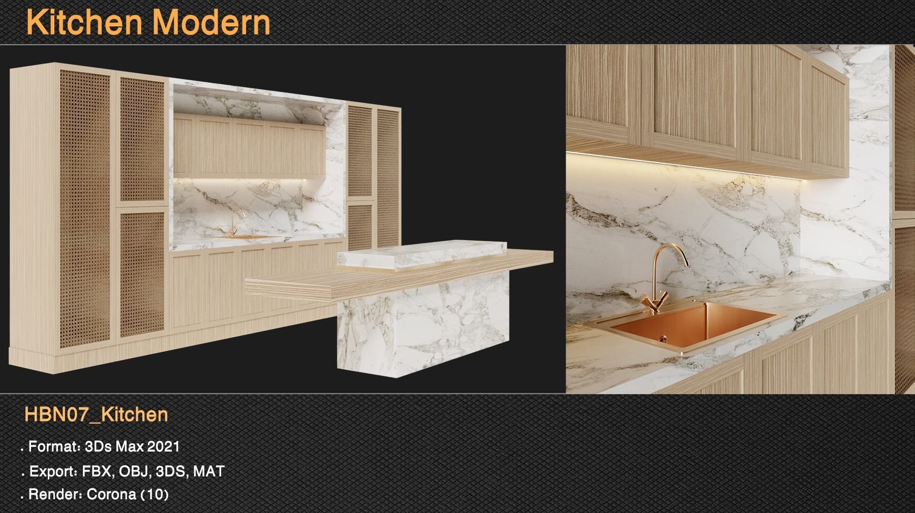 HBN07-Kitchen 3D model | CGTrader