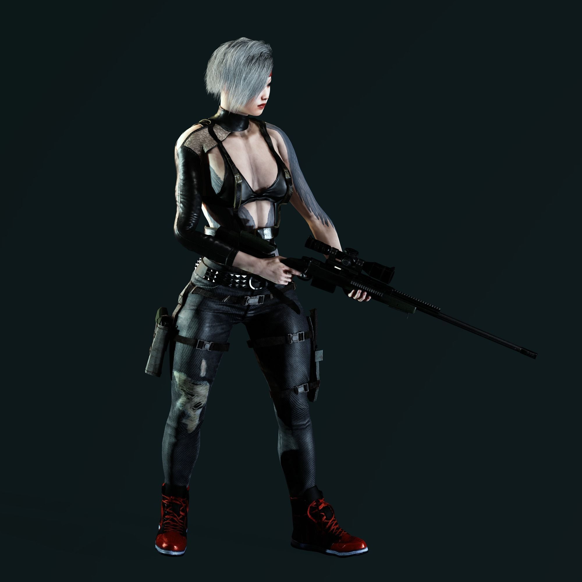 3D model Asian Female Sniper Character VR / AR / low-poly | CGTrader