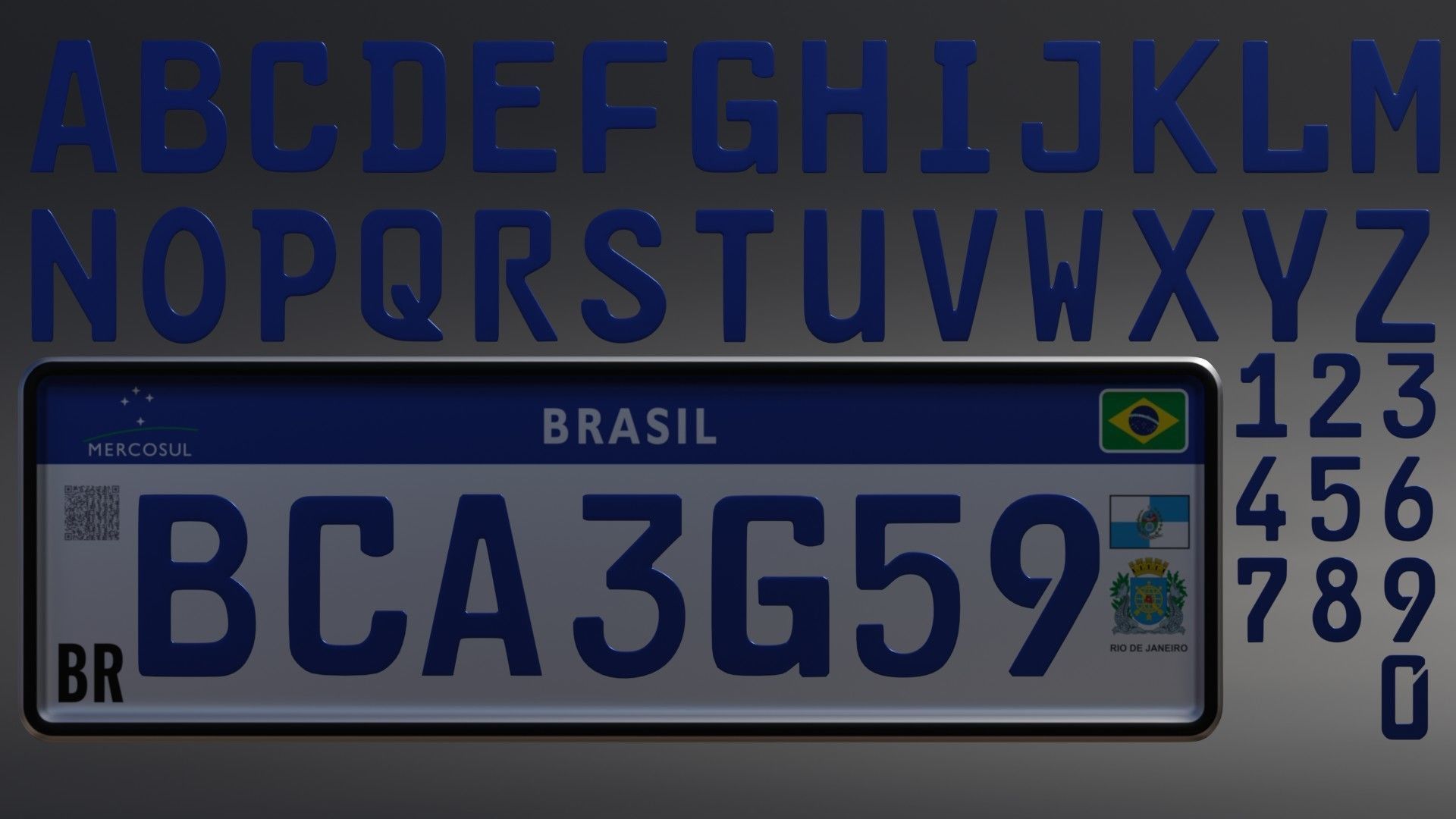 Customizable Brazilian license plate 3D model | CGTrader
