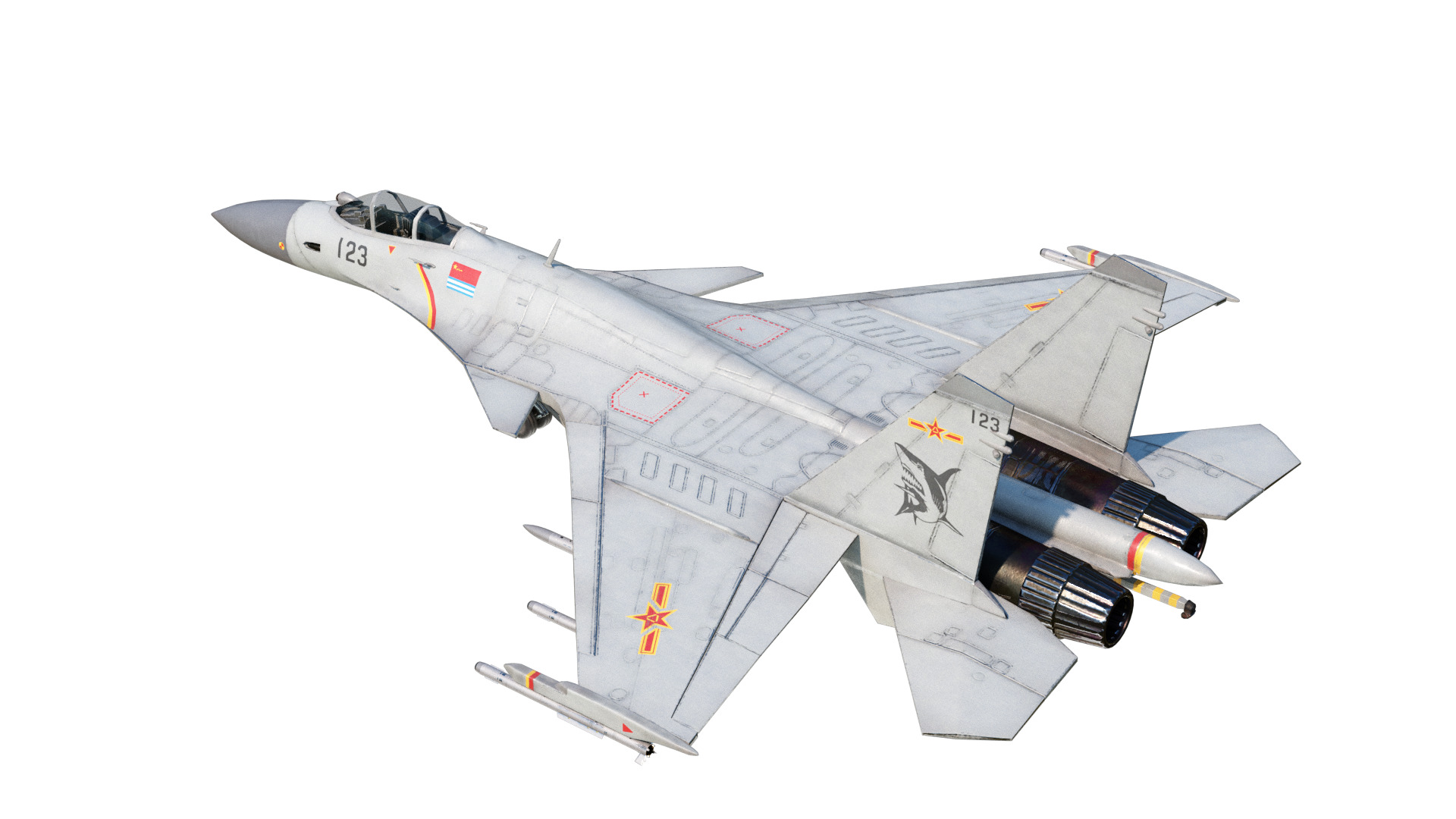 3D model PBR PLAN Shenyang J-15 Flying Shark Shipborne fighter jets VR / AR / low-poly | CGTrader