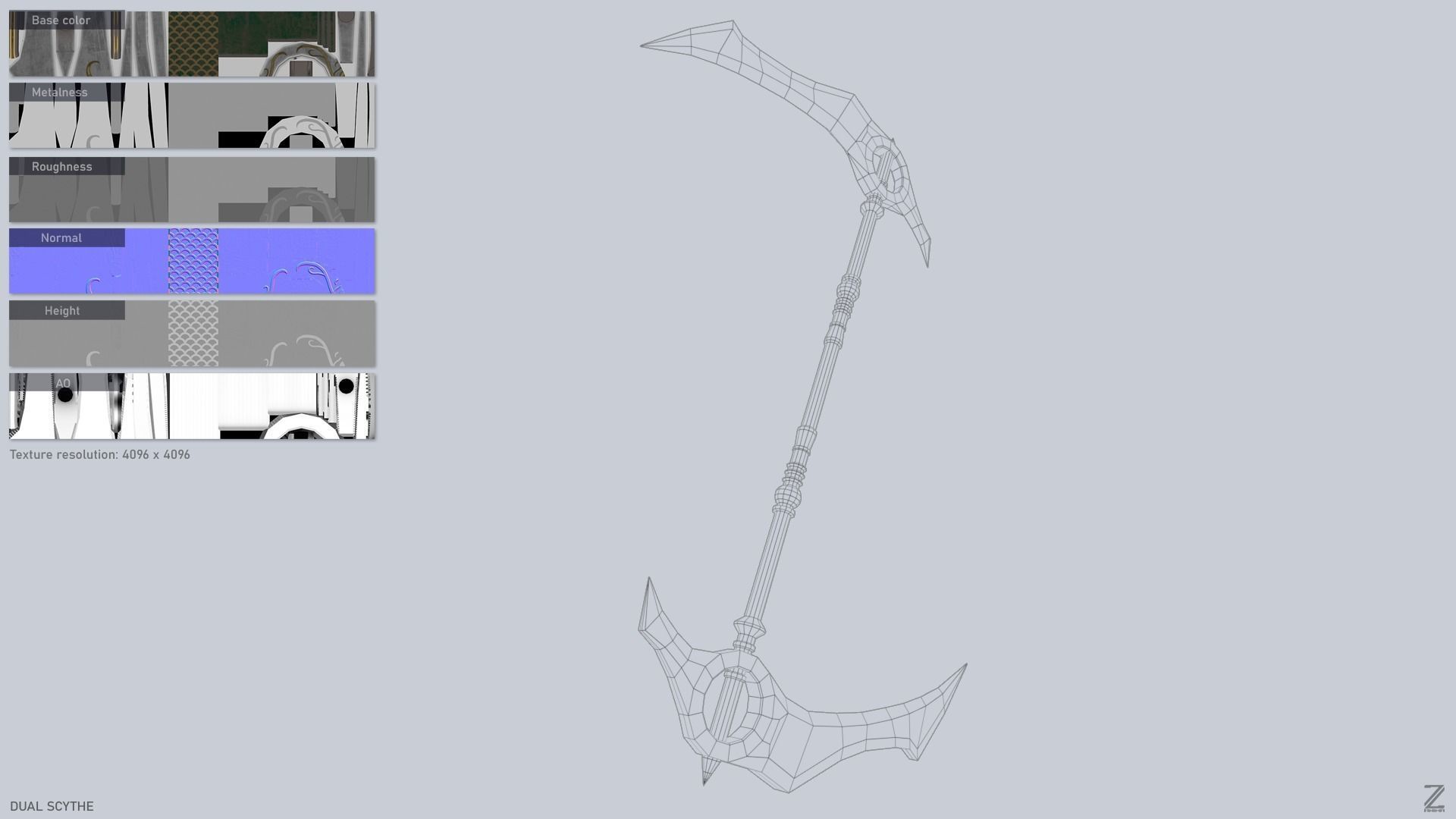 3D model Dual scythe VR / AR / low-poly | CGTrader