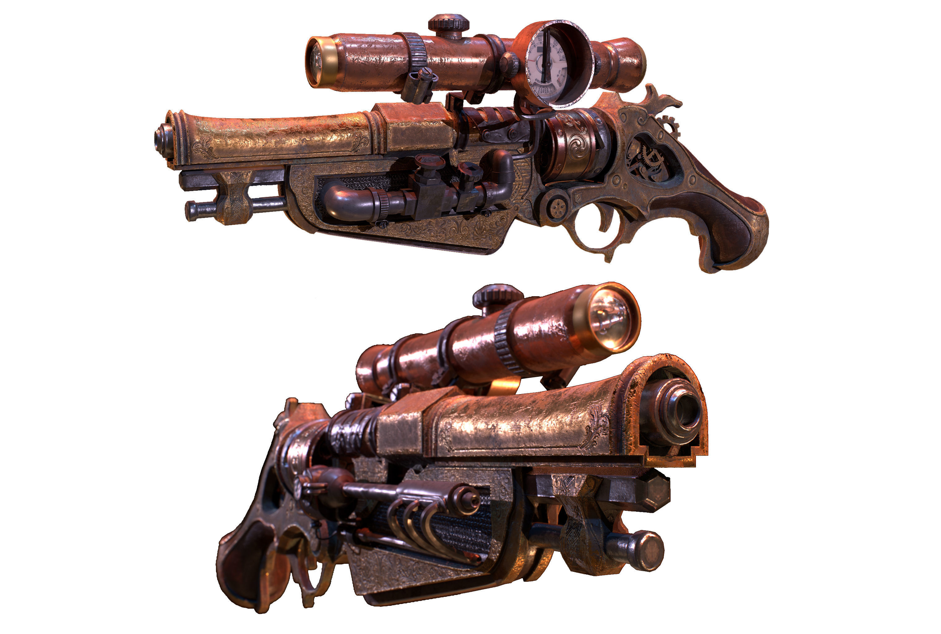 3D model Victorian Vintage Handgun VR / AR / low-poly | CGTrader