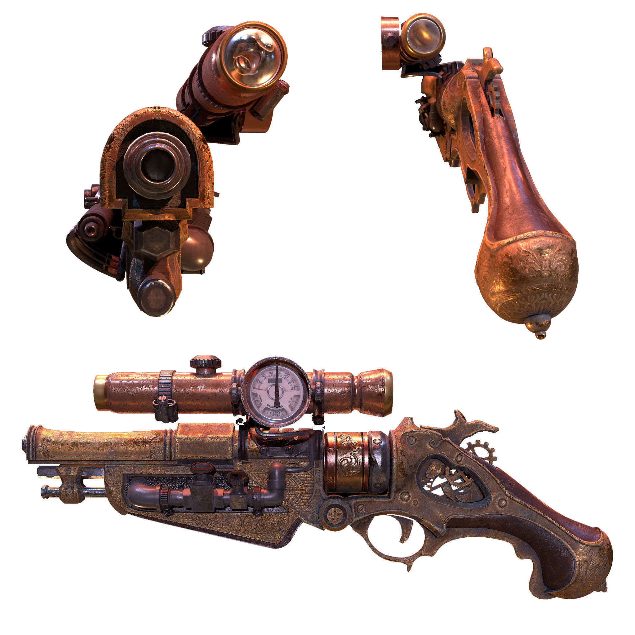 3D model Victorian Vintage Handgun VR / AR / low-poly | CGTrader