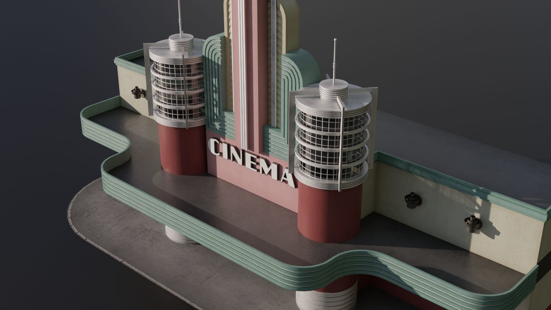 Facade of a vintage cinema 3D model | CGTrader