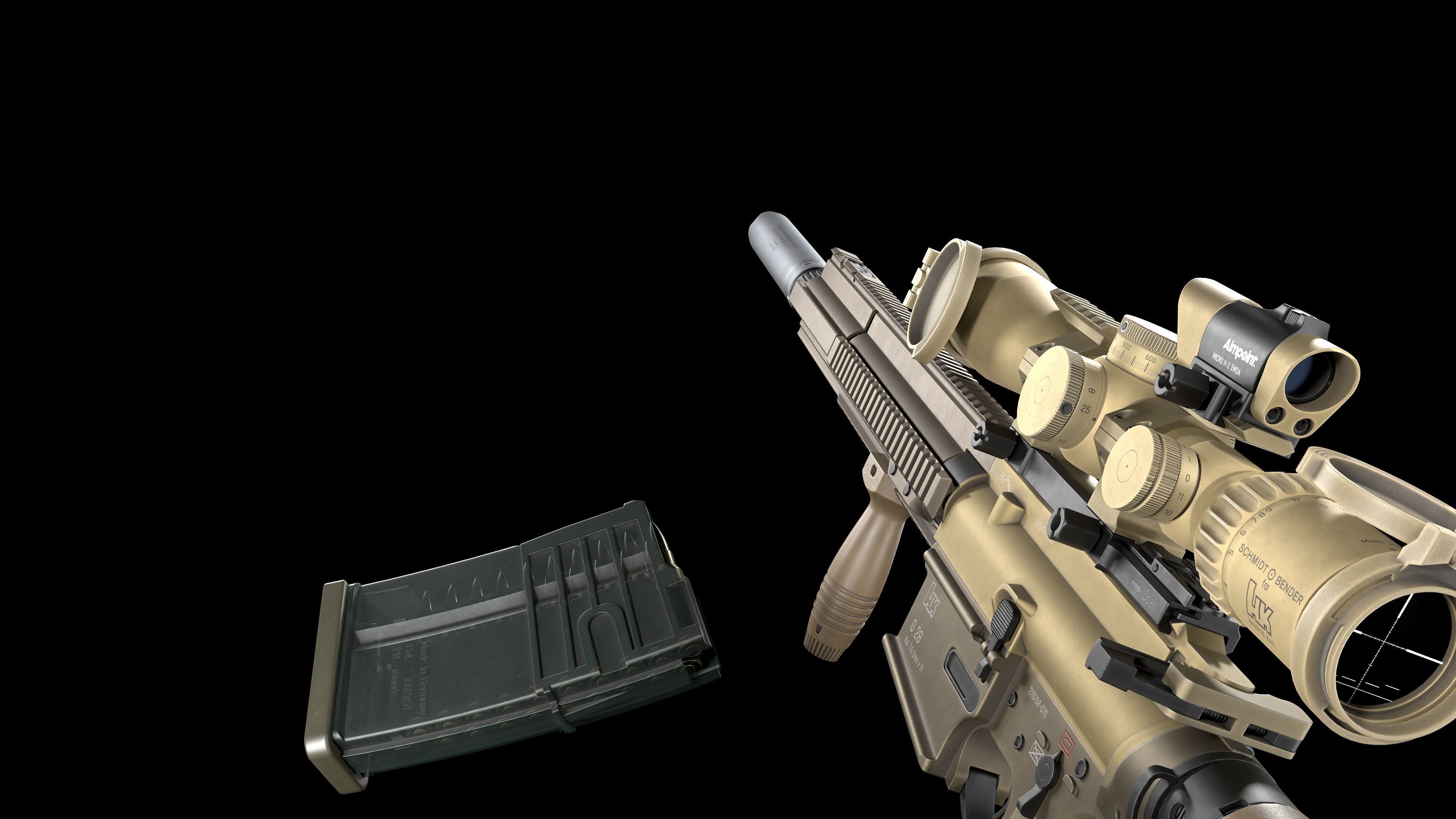 3D model Tactical Modular Sniper Rifle HK G28 VR / AR / low-poly | CGTrader