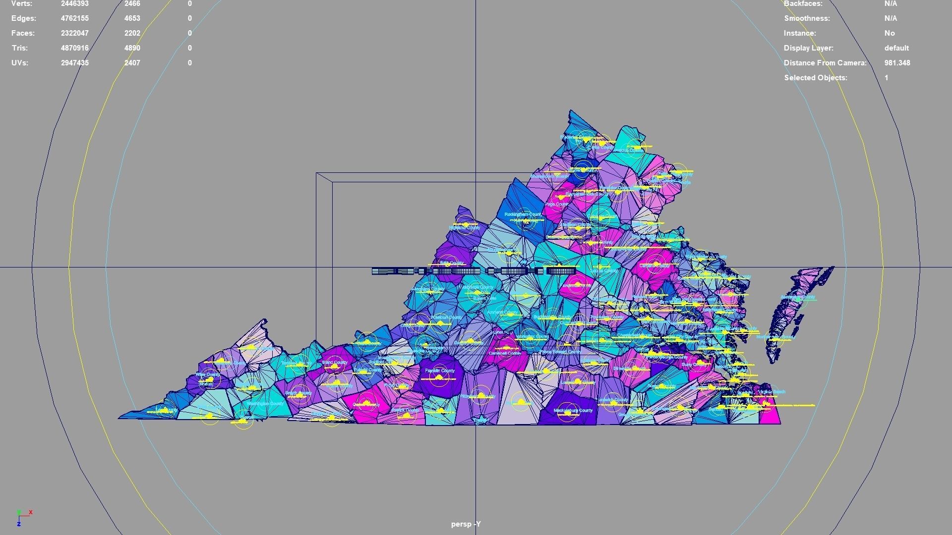 Virginia United States USA map region geography political 3D model ...