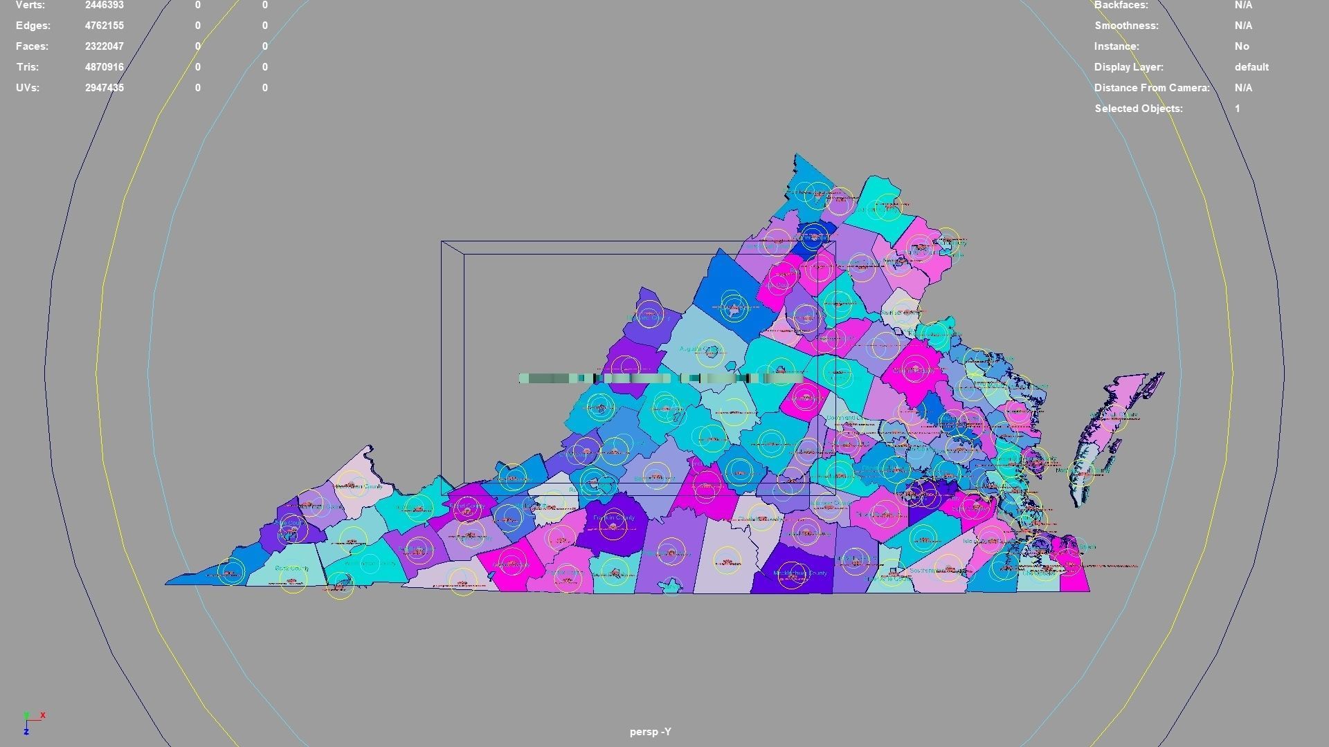 Virginia United States USA map region geography political 3D model ...