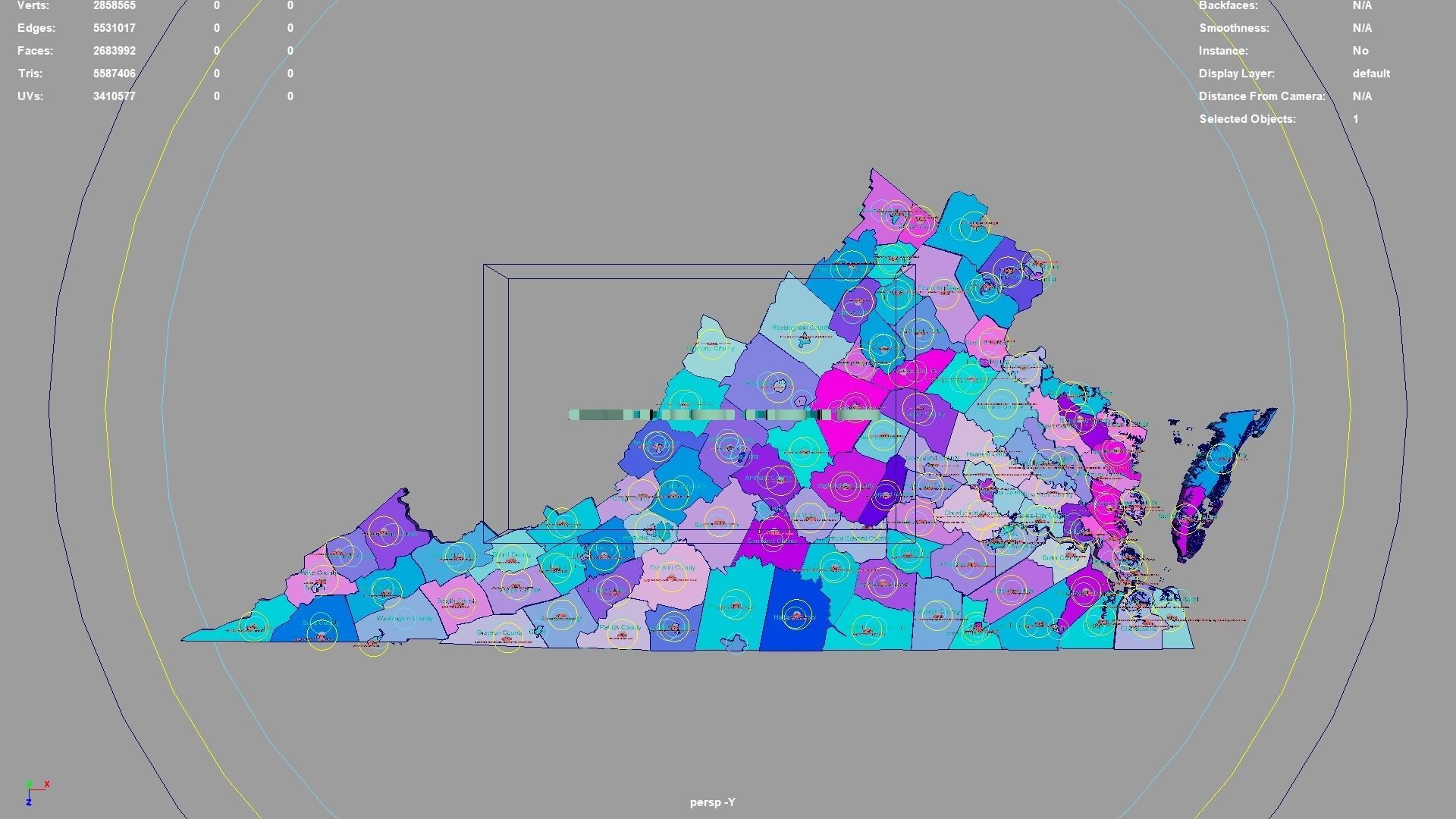 Virginia United States USA map region geography political 3D model ...