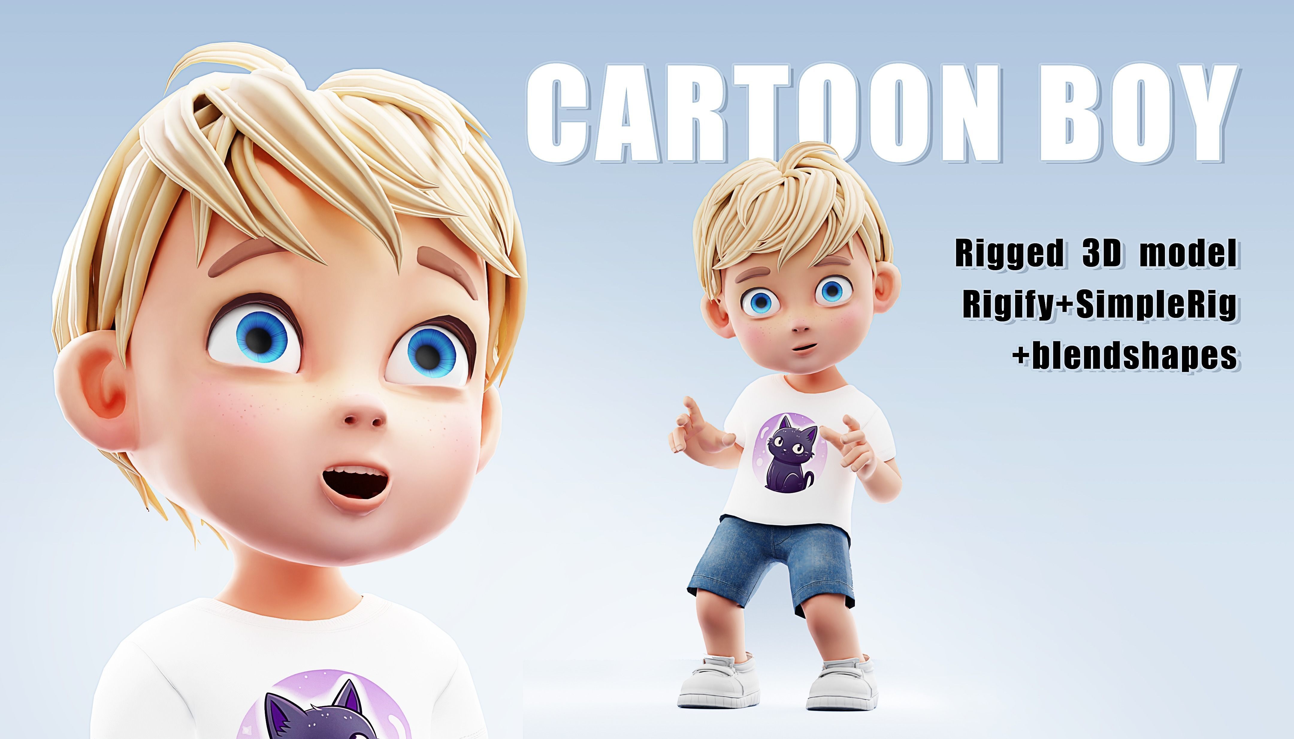 3D model Boy Cartoon Rigged 3D model VR / AR / low-poly | CGTrader