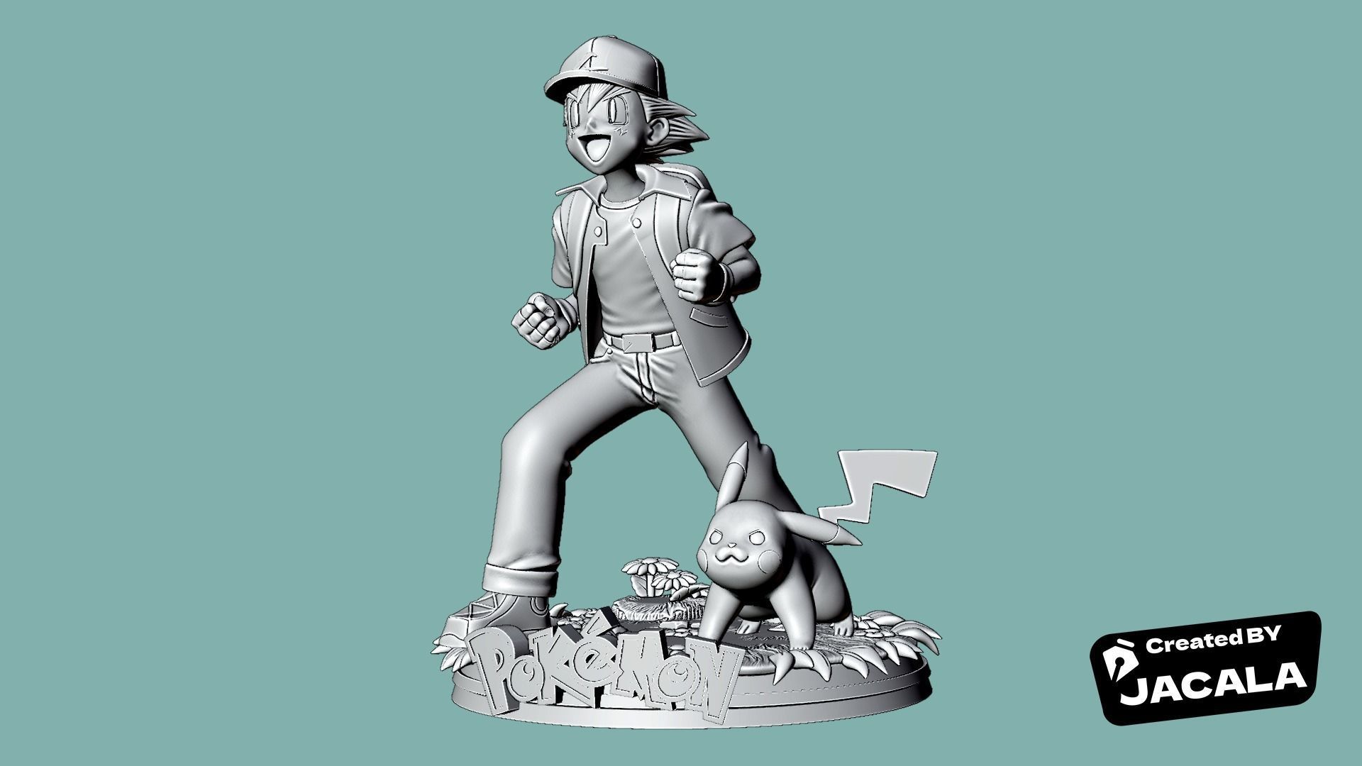 Ash Ketchum Pikachu for 3D Printing 3D model 3D printable | CGTrader