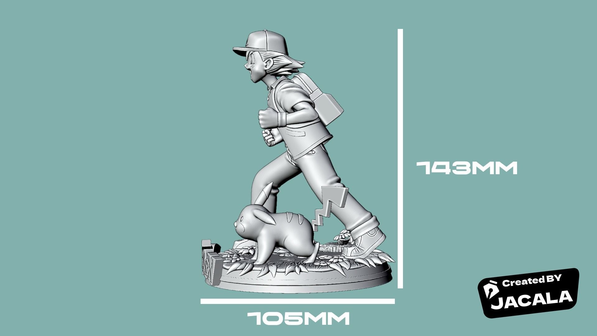 Ash Ketchum Pikachu for 3D Printing 3D model 3D printable | CGTrader