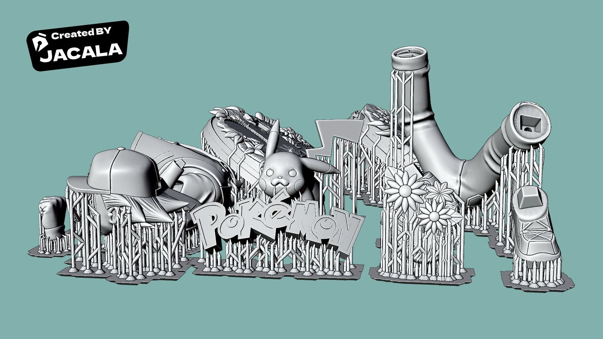 Ash Ketchum Pikachu for 3D Printing 3D model 3D printable | CGTrader