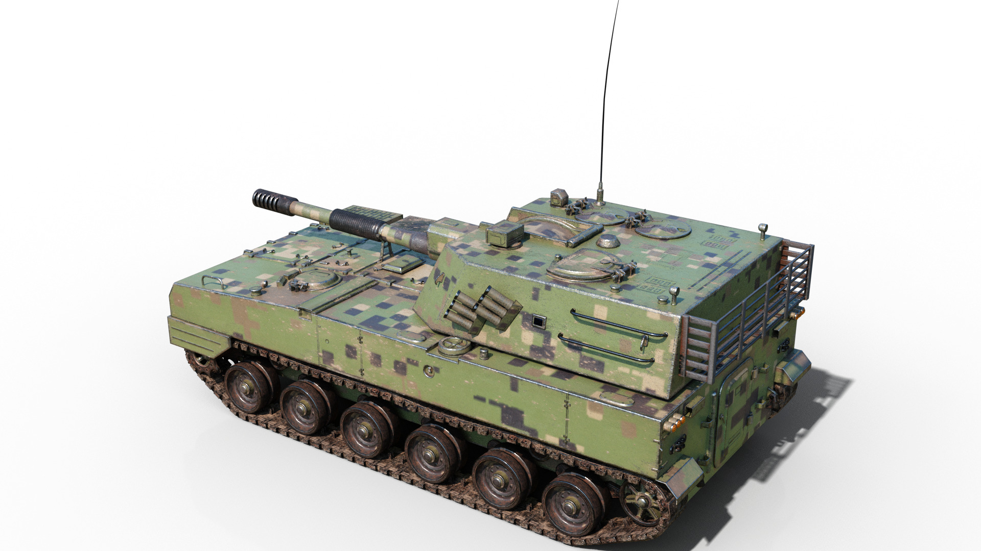 3D model PBR PLA PLZ-07 Self-propelled howitzer VR / AR / low-poly ...