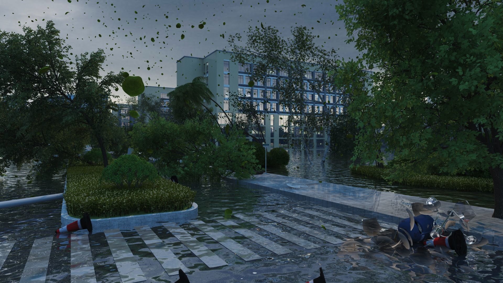 Typhoon rainstorm natural disaster 3D model animated | CGTrader