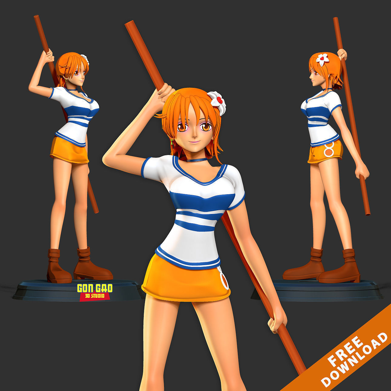 Nami - One Piece Fanart free 3D model 3D printable | CGTrader
