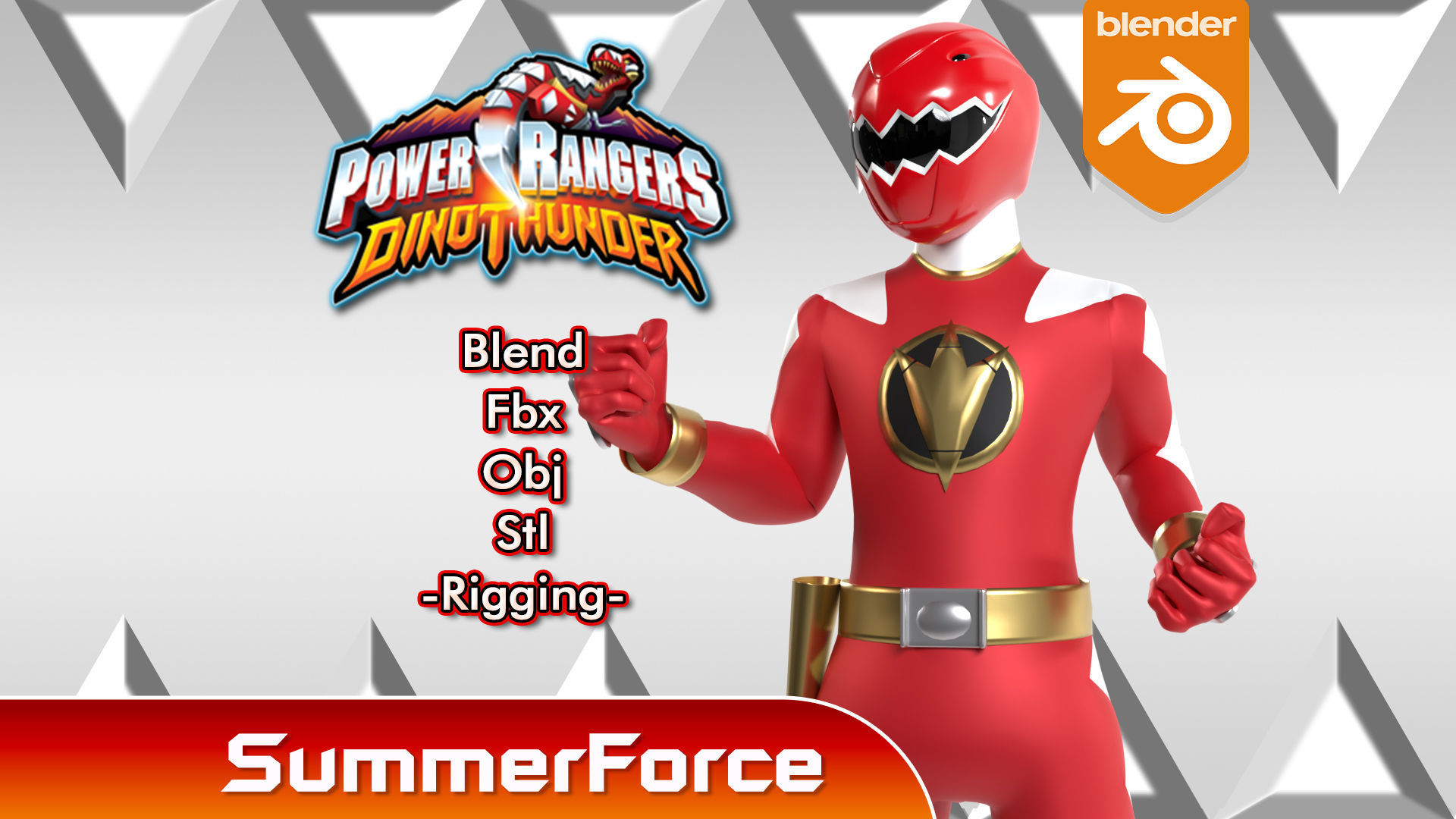 3D model Red Dino Ranger - Dino Thunder VR / AR / low-poly | CGTrader