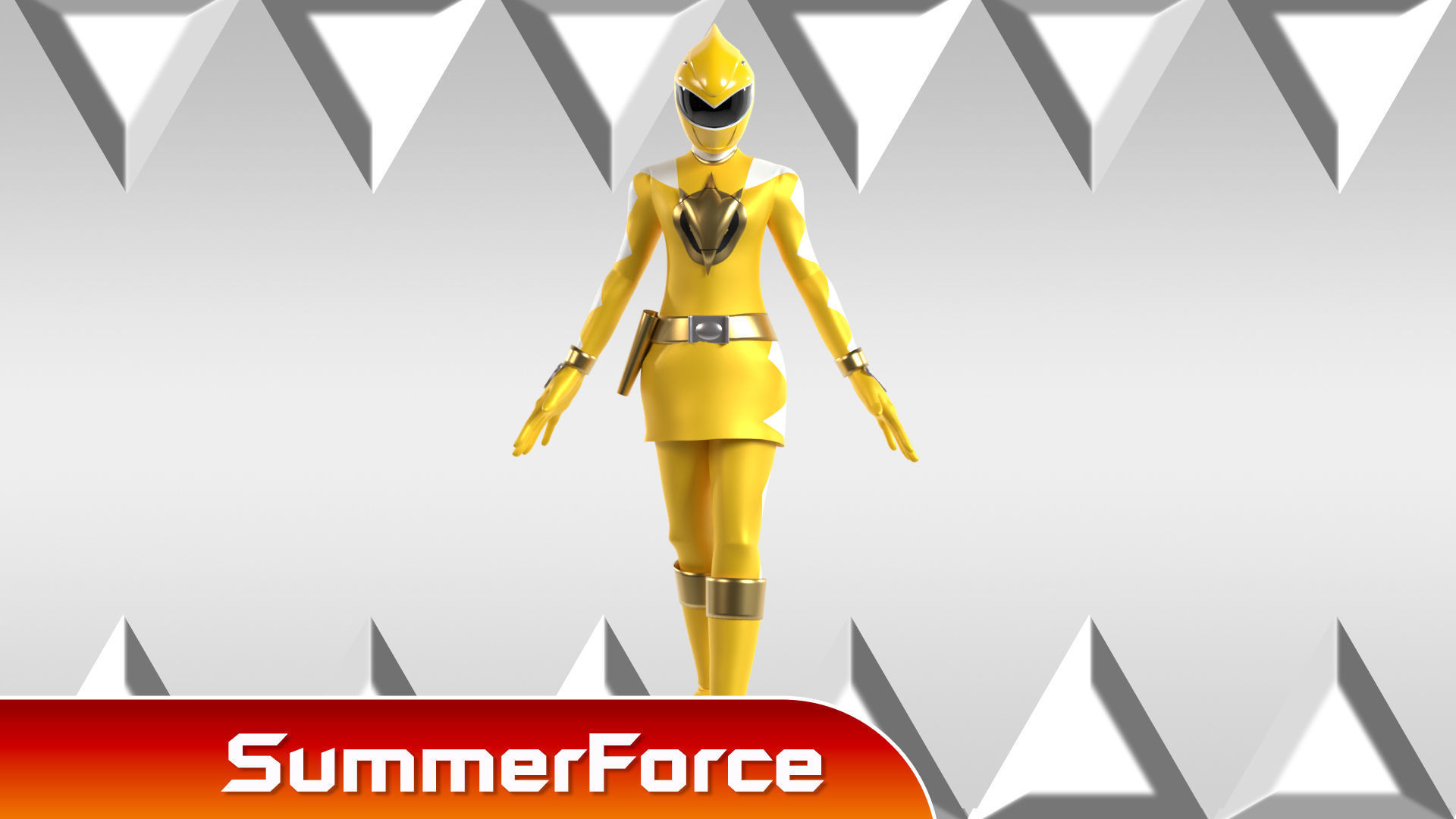 Yellow Dino Ranger - Dino Thunder 3D model rigged | CGTrader