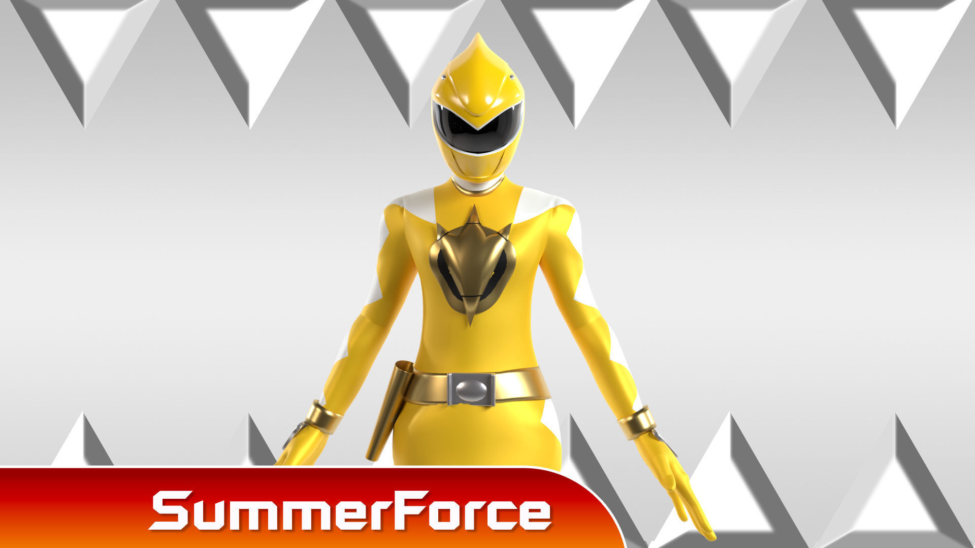 Yellow Dino Ranger - Dino Thunder 3D model rigged | CGTrader