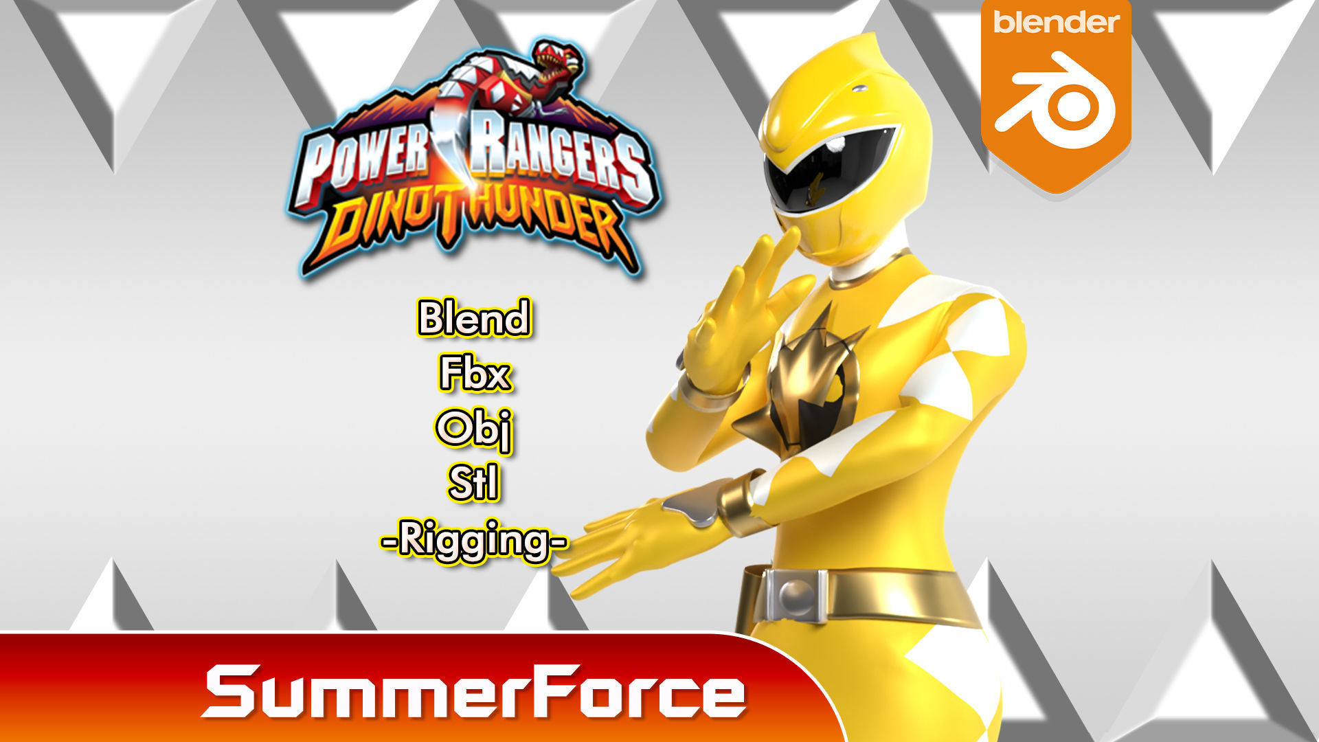 Yellow Dino Ranger - Dino Thunder 3D model rigged | CGTrader