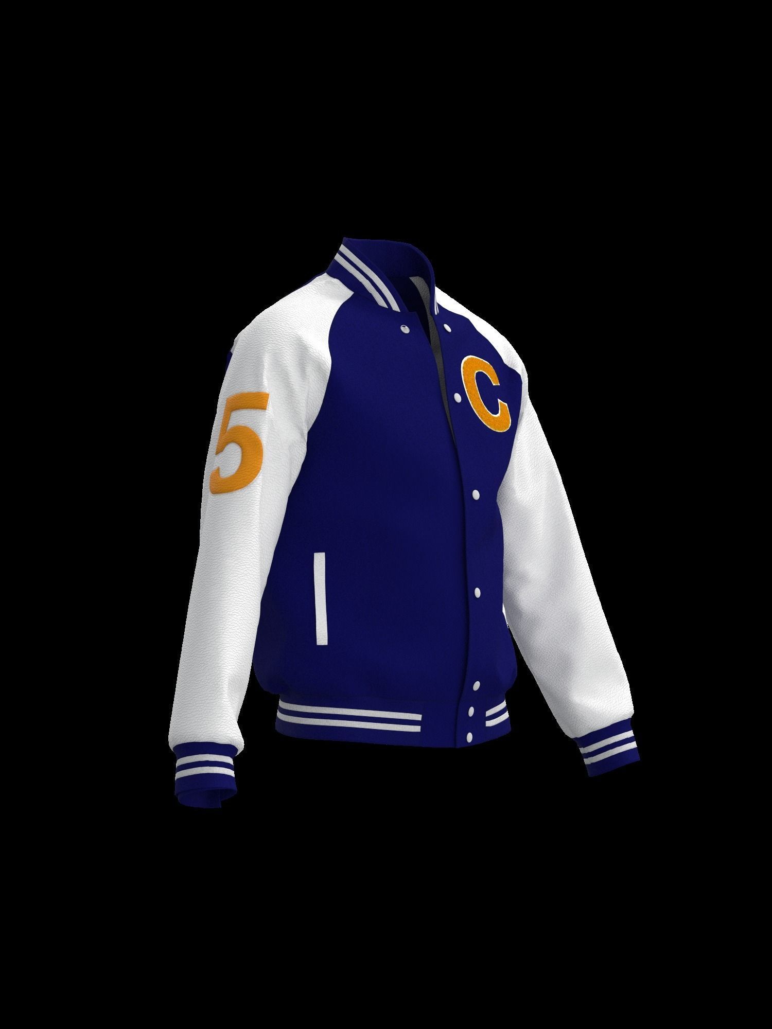 Male raglan varsity jecket 3D model rigged | CGTrader