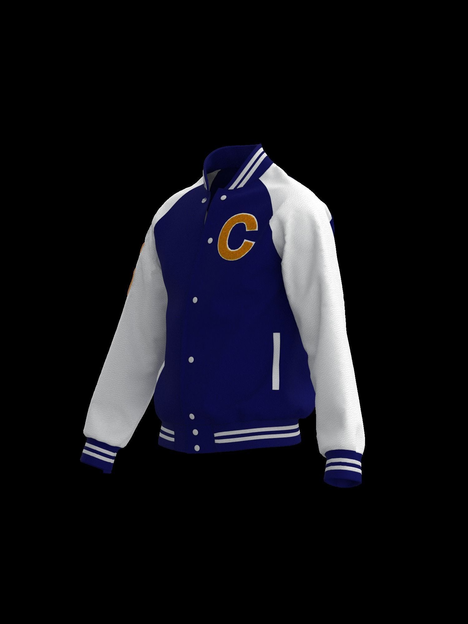Male raglan varsity jecket 3D model rigged | CGTrader