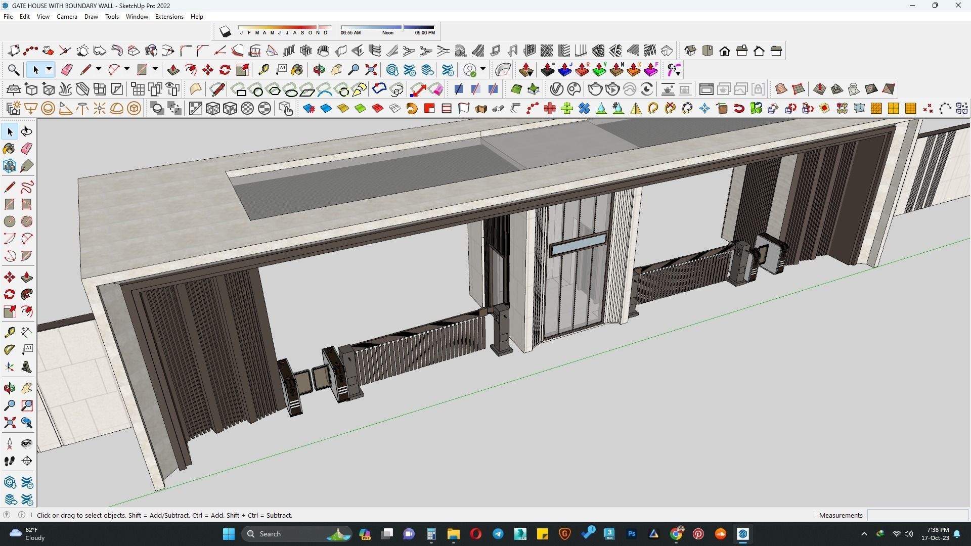 Gate house with boundary wall 3d model 3D model | CGTrader