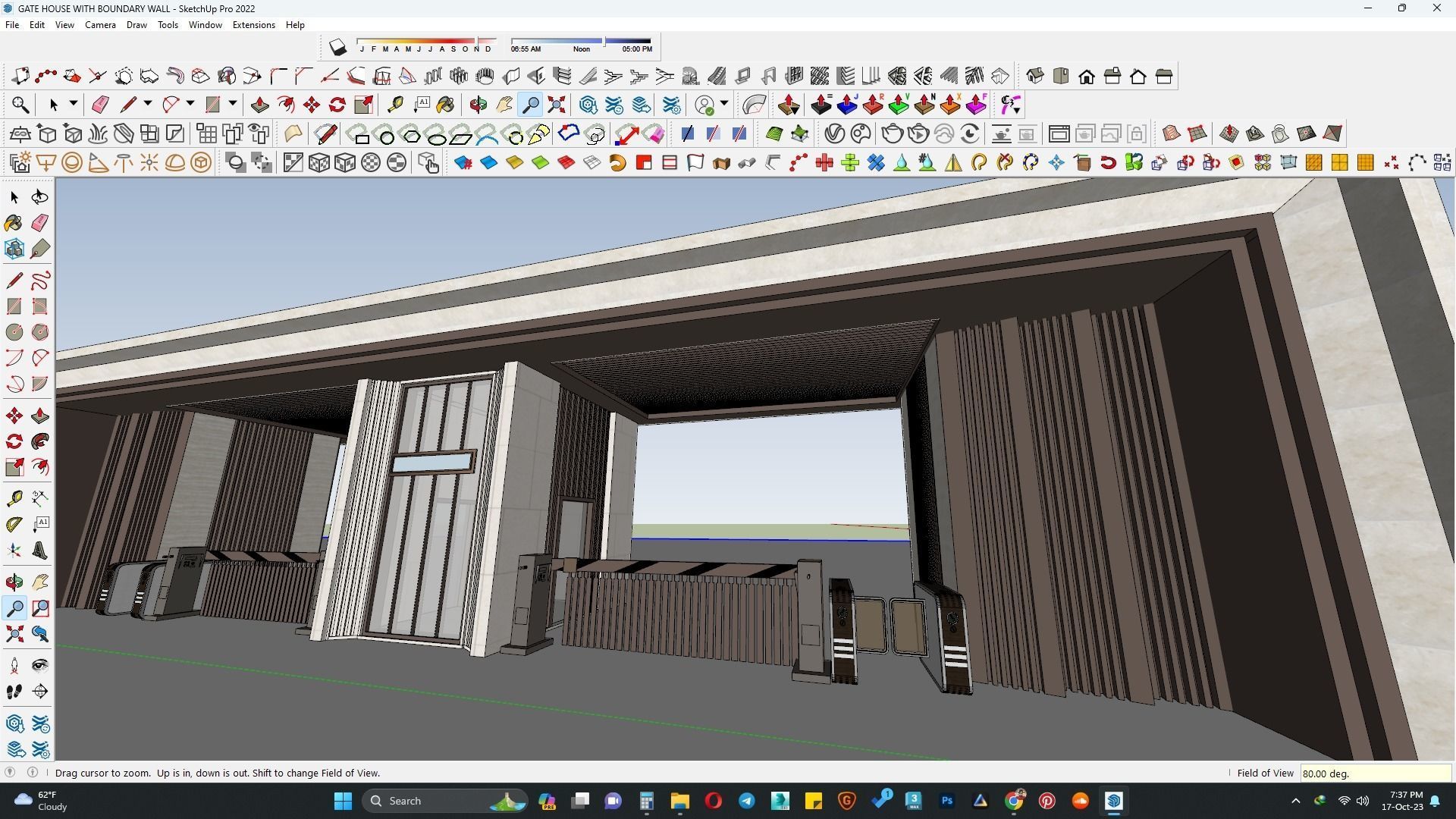 Gate house with boundary wall 3d model 3D model | CGTrader