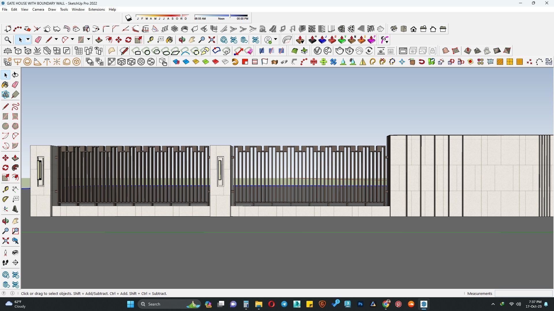 Gate house with boundary wall 3d model 3D model | CGTrader