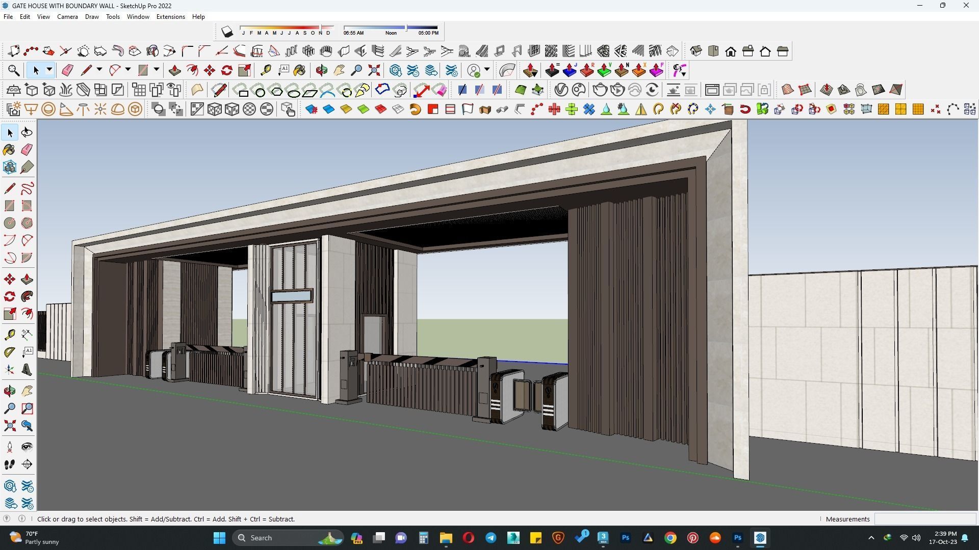Gate house with boundary wall 3d model 3D model | CGTrader
