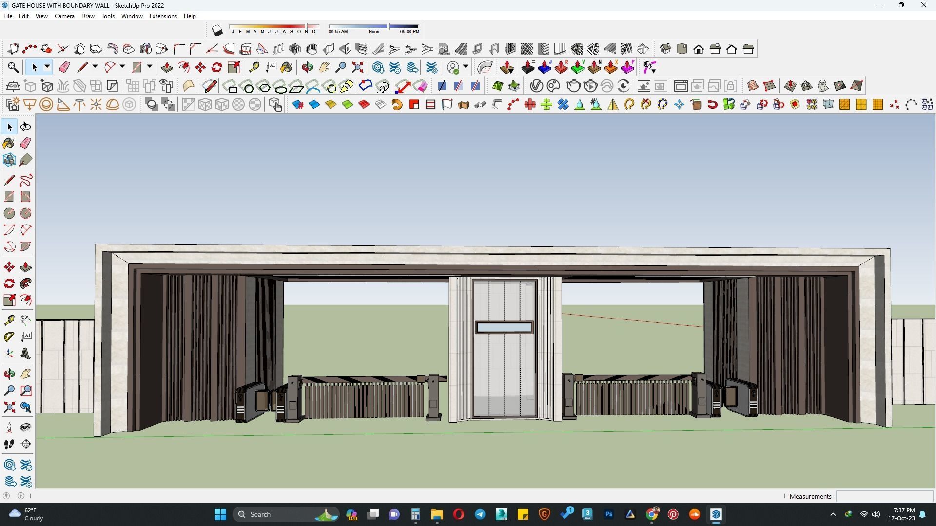Gate house with boundary wall 3d model 3D model | CGTrader