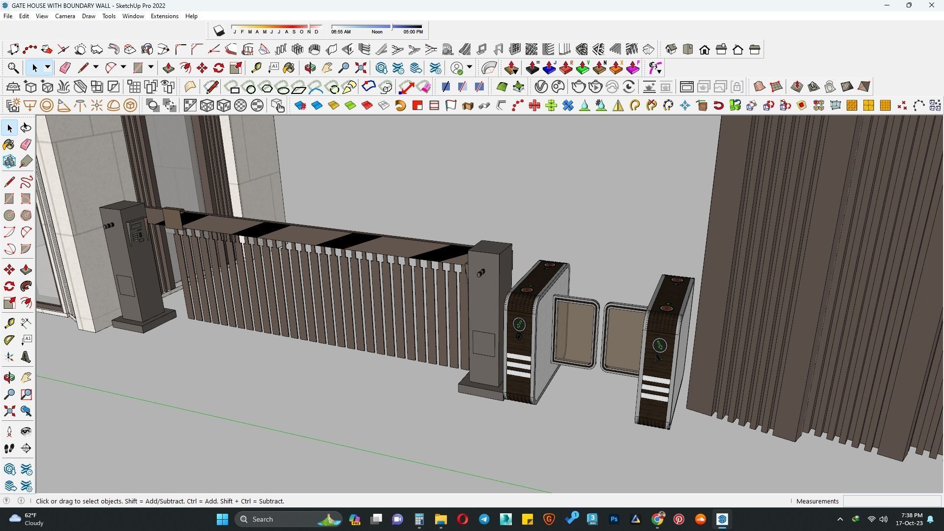 Gate house with boundary wall 3d model 3D model | CGTrader