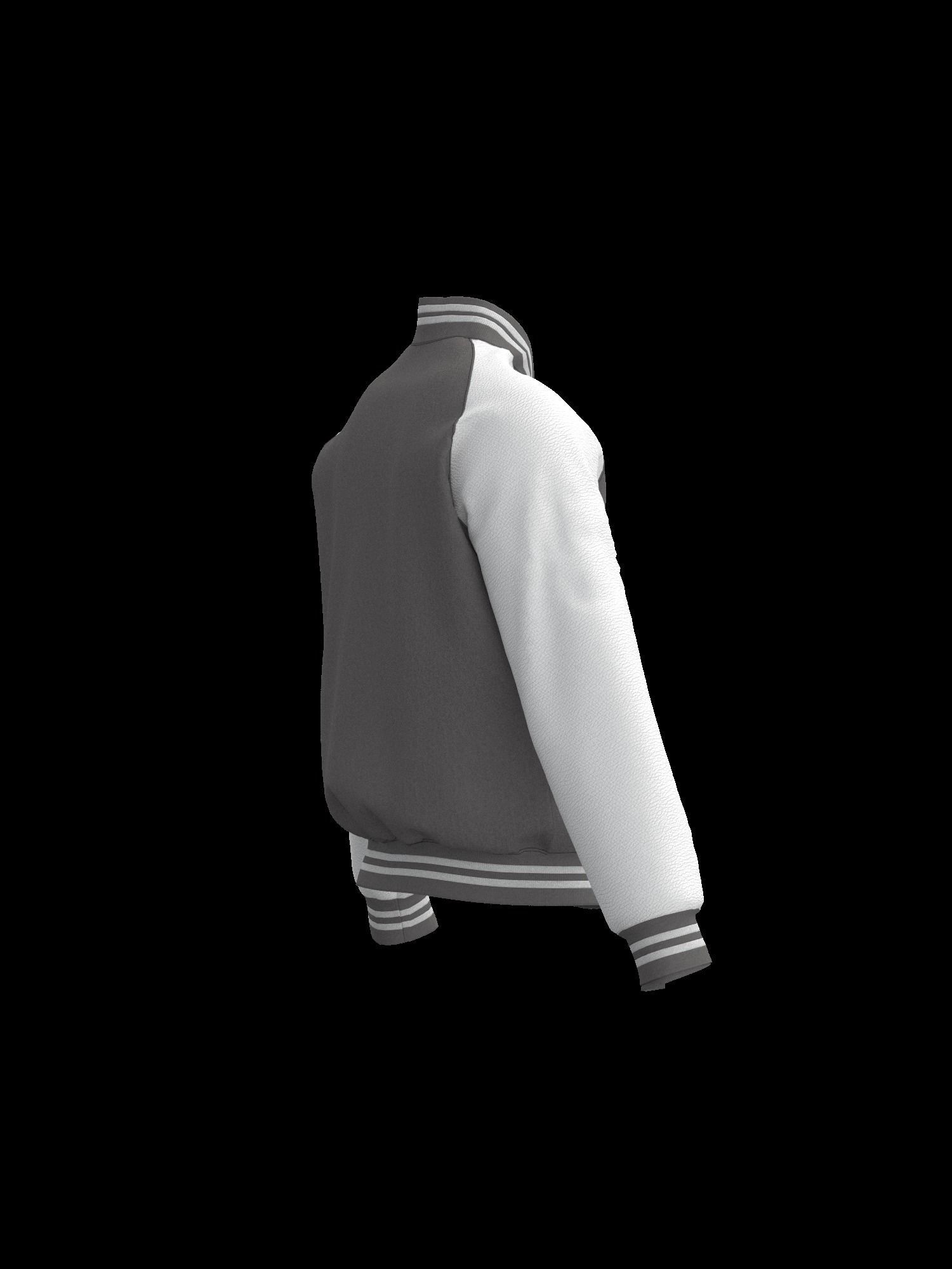 Male raglan varsity jecket 3D model rigged | CGTrader