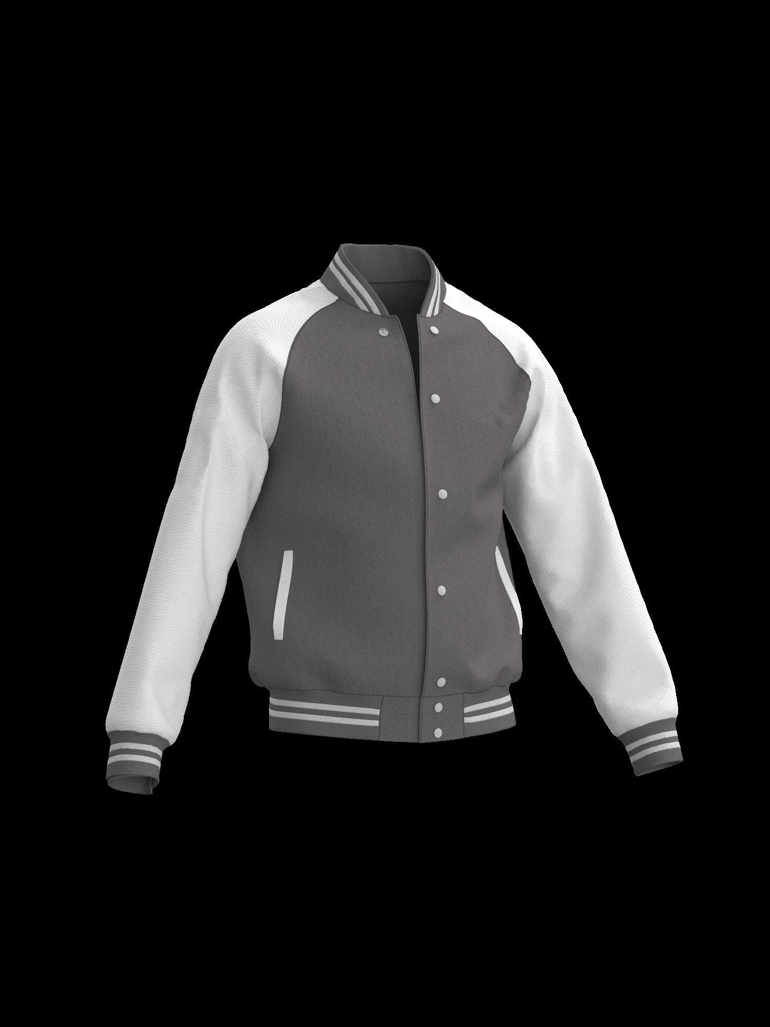 Male raglan varsity jecket 3D model rigged | CGTrader