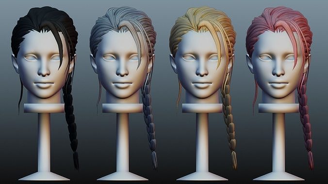 3D model Female hair 4 colors VR / AR / low-poly | CGTrader