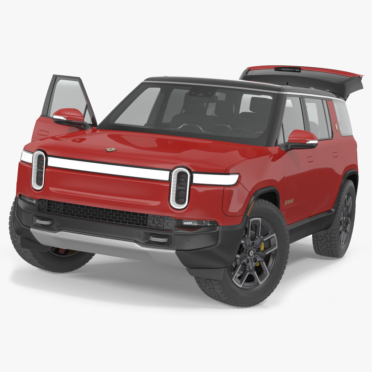 2023 Rivian R1S SUV Red Rigged 3D model rigged | CGTrader