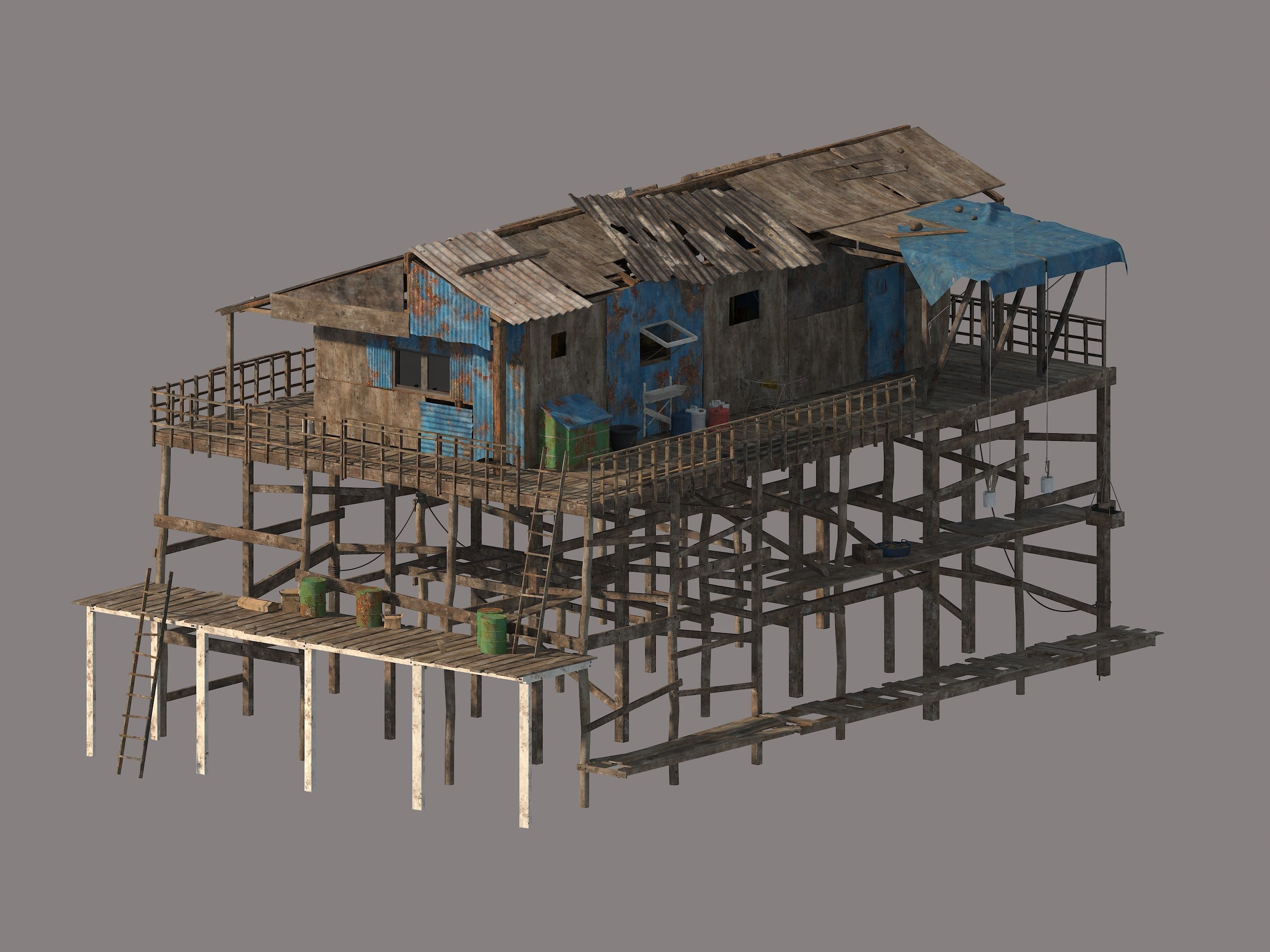 Shanty town 3D model | CGTrader