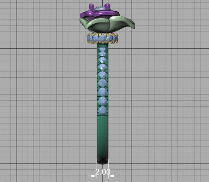 Solitaire Ring Rose Flower Engagement Ring 3mm gem 3D model 3D ...