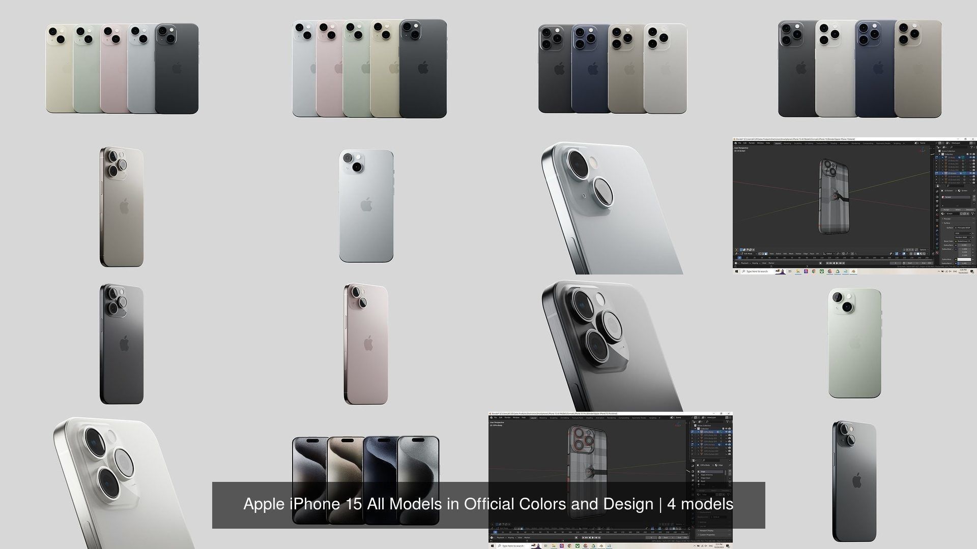 Apple iPhone 15 All Models in Official Colors and Design 3D Model ...