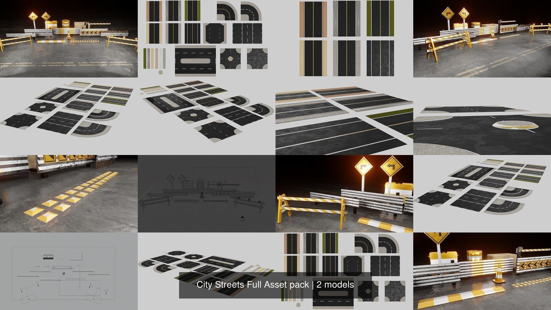 3D Model Collection City Streets Full Asset pack VR / AR / low-poly | CGTrader