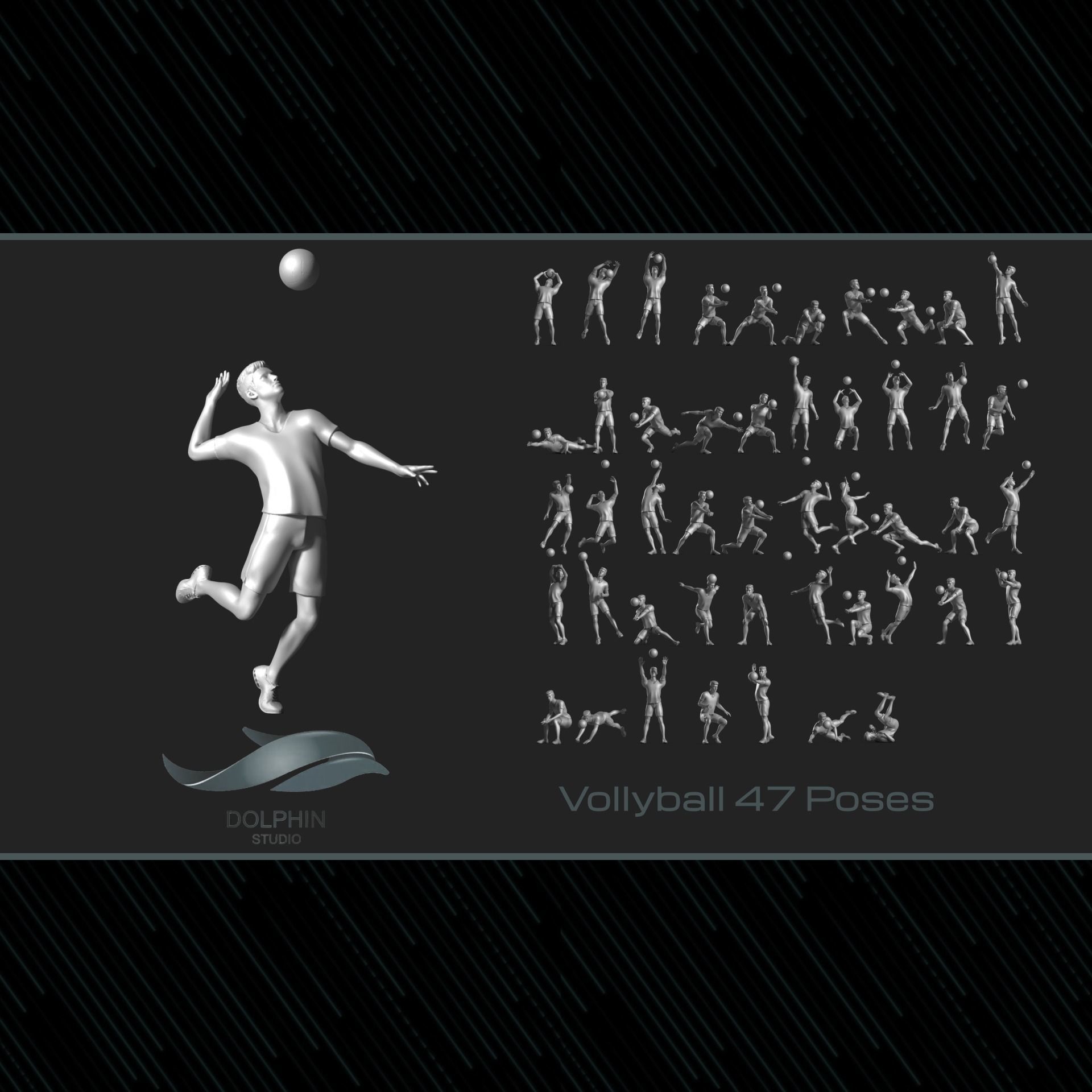 volleyball Man 47 figure Set 01 3D model 3D printable | CGTrader