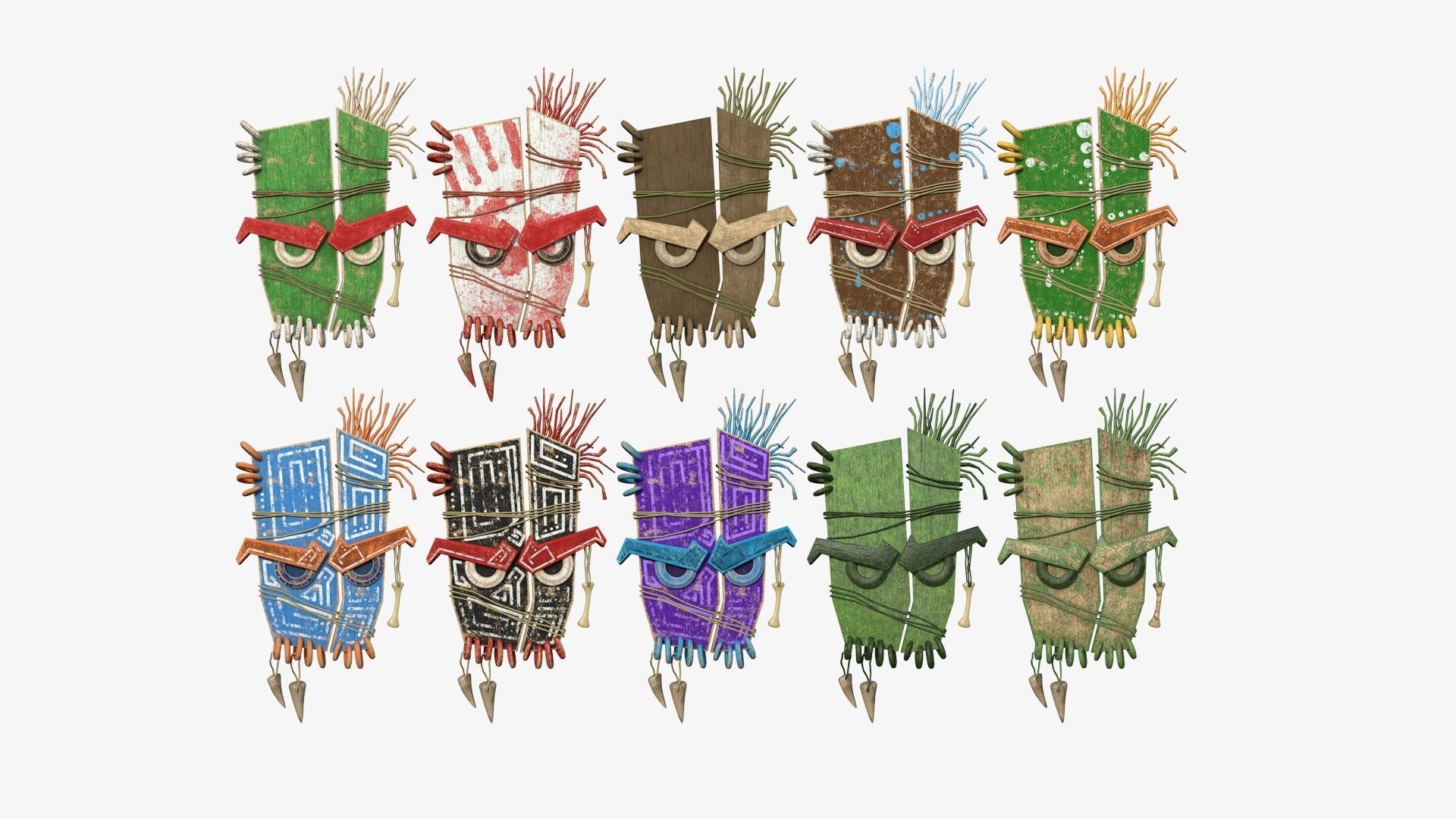 10 Tribal Masks B Collection - Costume Character Design VR / AR / low ...