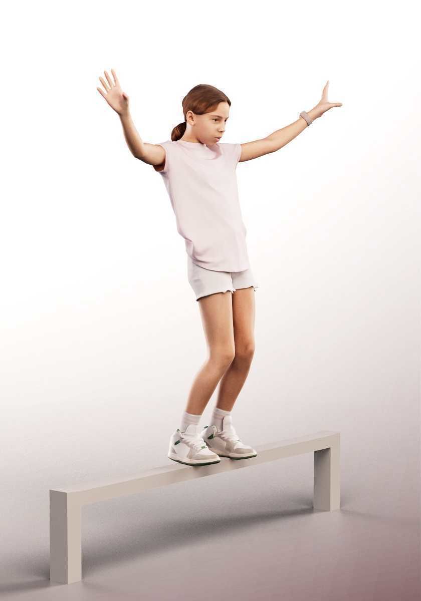 3D model Maggie 14445 - Balancing Girl In Summer Clothing VR / AR / low ...