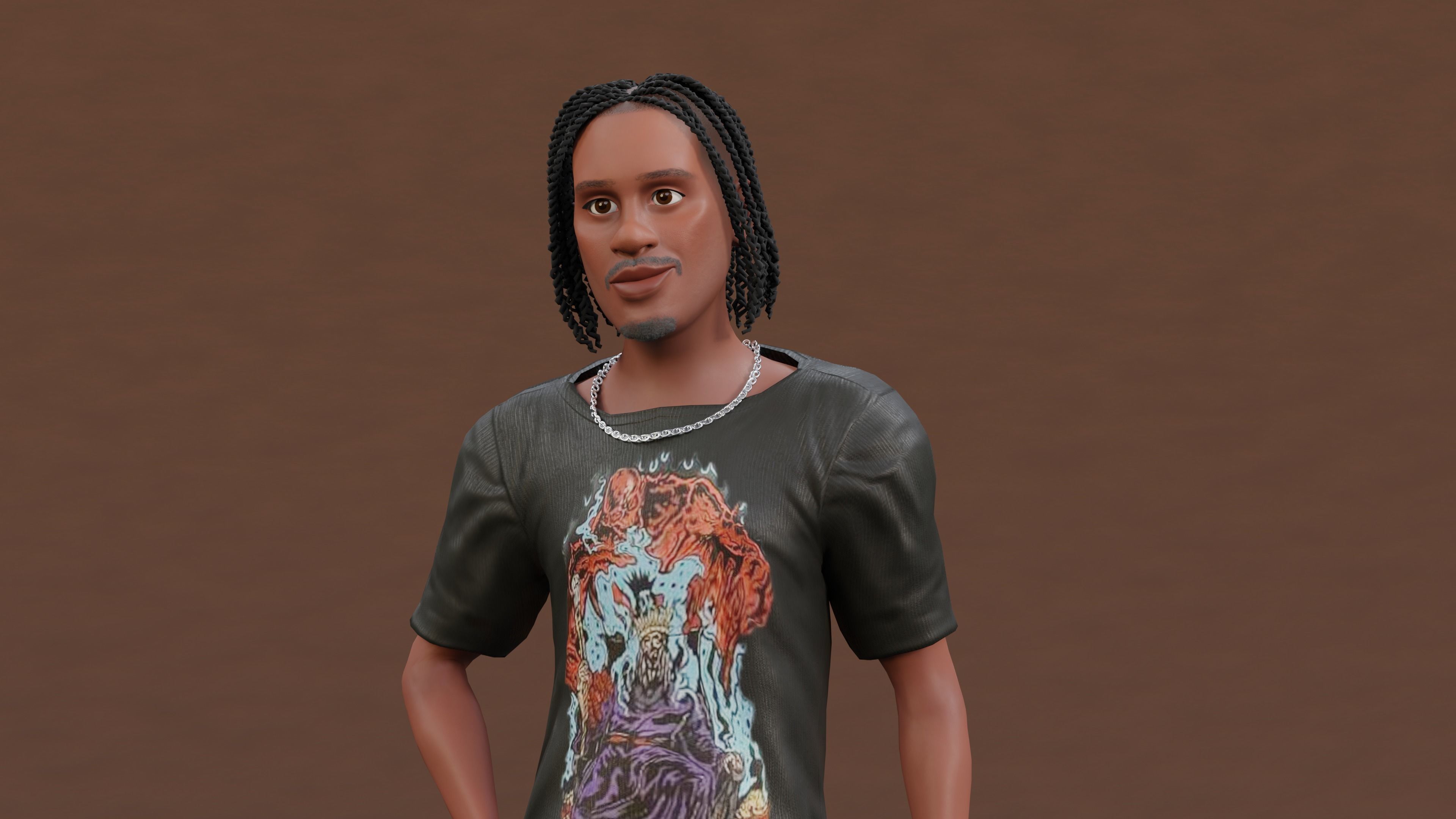 3D model Afro boy cartoon black man boy Rigged VR / AR / low-poly ...