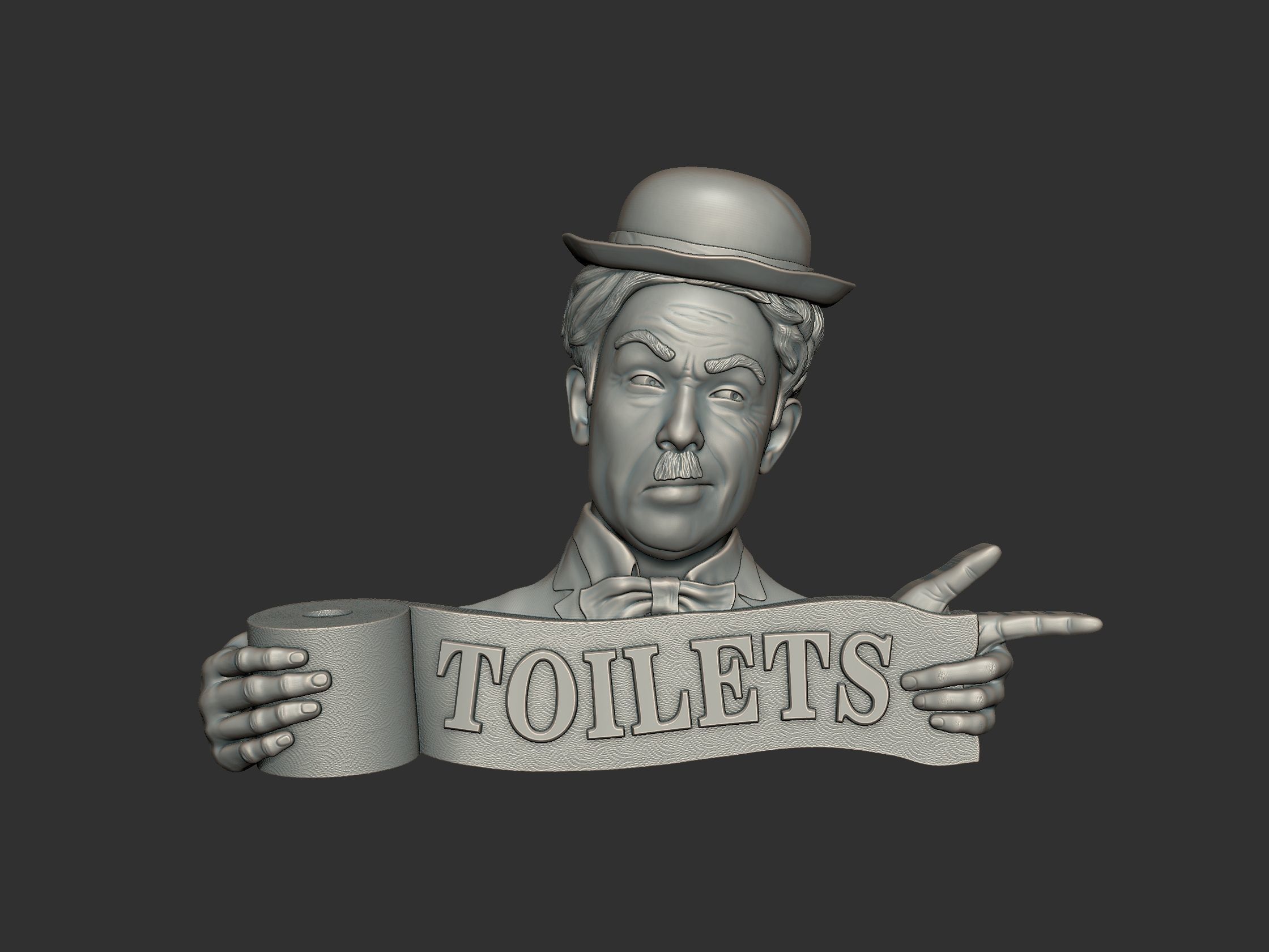 Charlie Chaplin bas relief toilet sign 3D model 3D printable | CGTrader