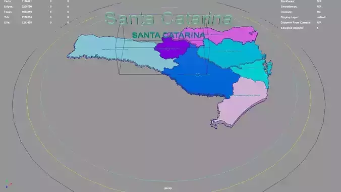 Santa Catarina South Region Brazil map region geography 3D model rigged ...