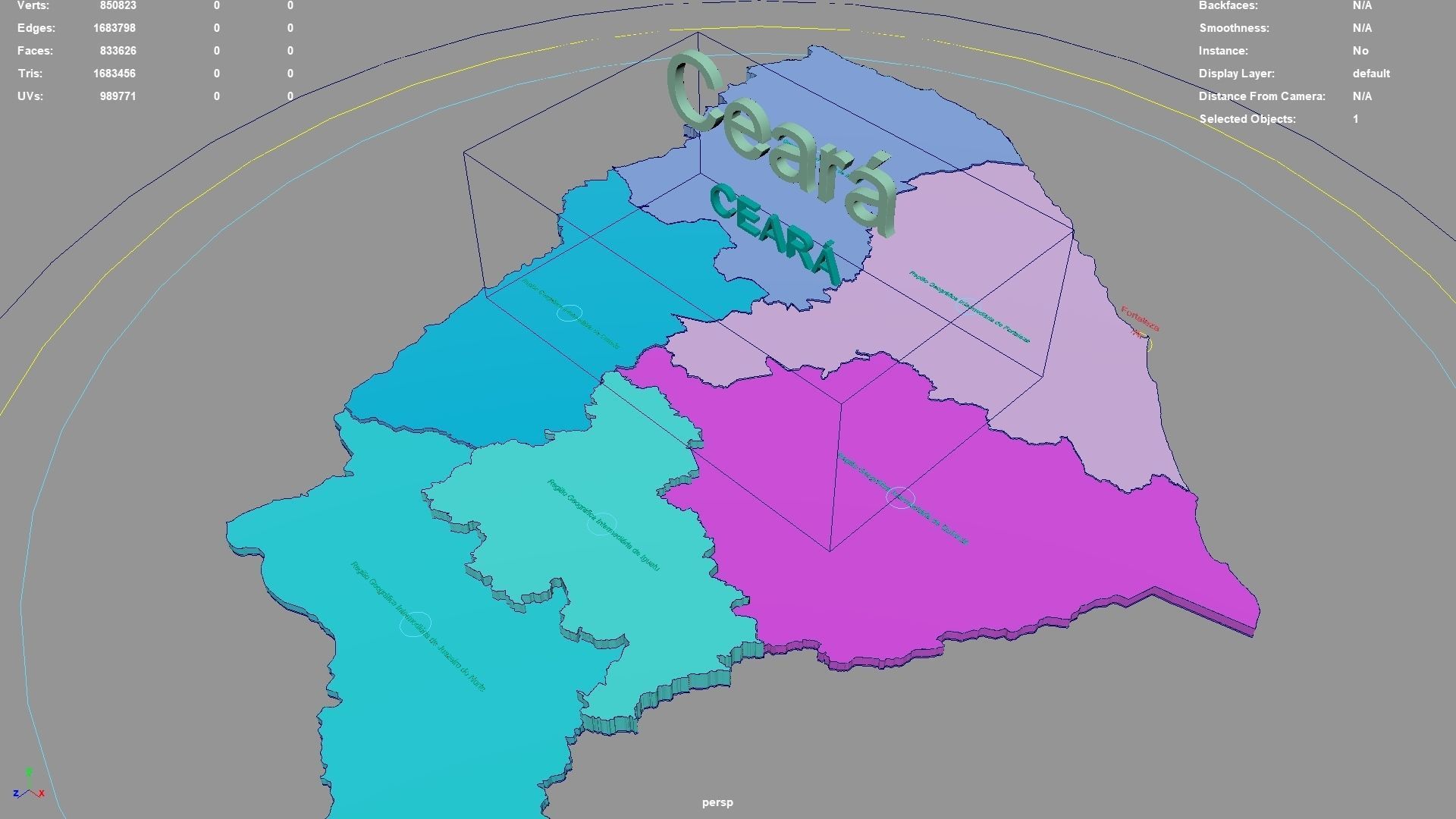 Ceara Northeast Region Brazil map region geography political 3D model ...