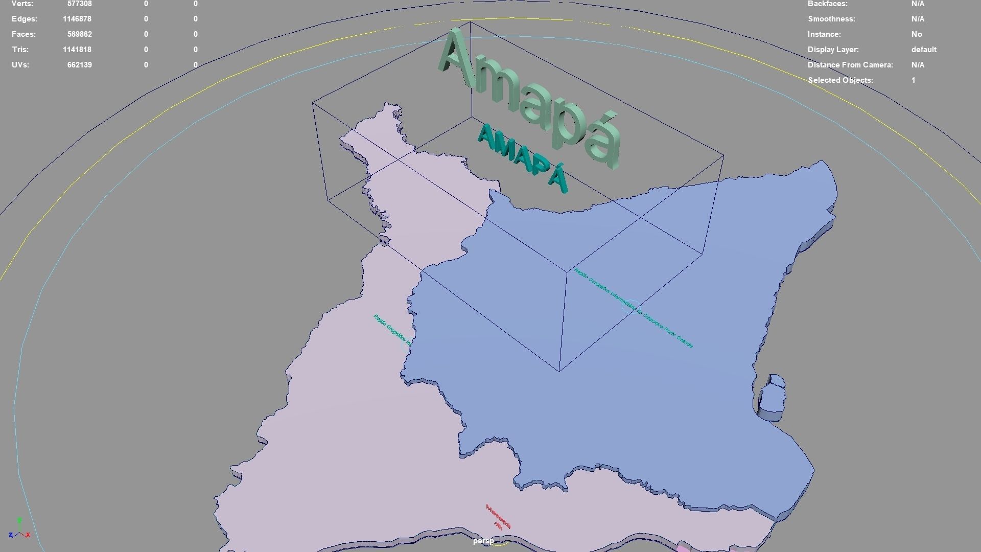 Amapa North Region Brazil map region geography political 3D model ...