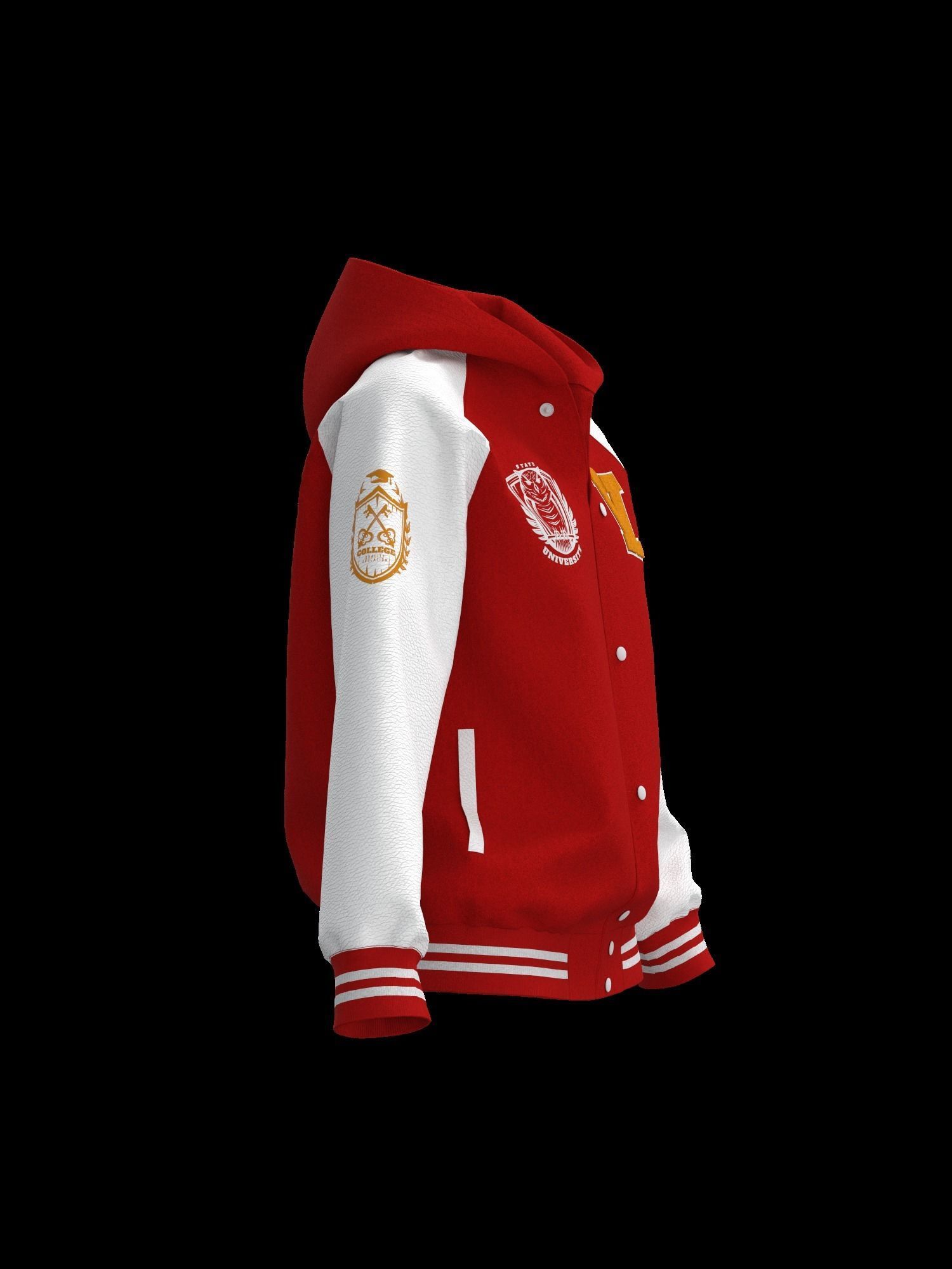 Female raglan varsity jacket 3D model animated rigged | CGTrader